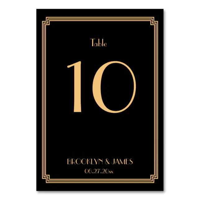 Great Gatsby Art Deco Black Wedding Table Numbers | Zazzle