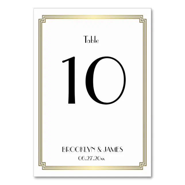 Great Gatsby Art Deco Gold Wedding Table Numbers | Zazzle