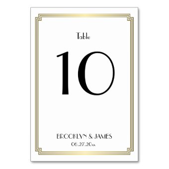 Great Gatsby Art Deco Gold Wedding Table Numbers | Zazzle