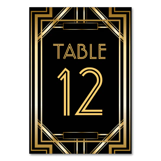 Great Gatsby Art Deco Table Number Cards | Zazzle
