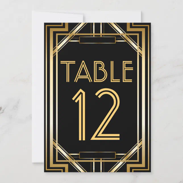Great Gatsby Art Deco Table Number Cards | Zazzle