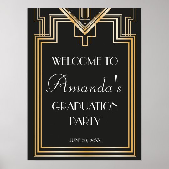Great Gatsby Inspired Welcome Graduation Signage Poster | Zazzle.com