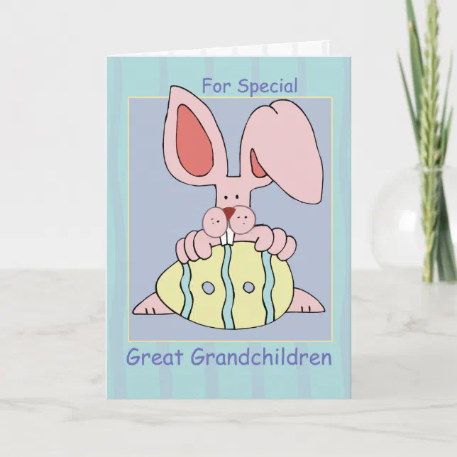 Great Grandchildren Ear-Resistible Easter Holiday Card | Zazzle