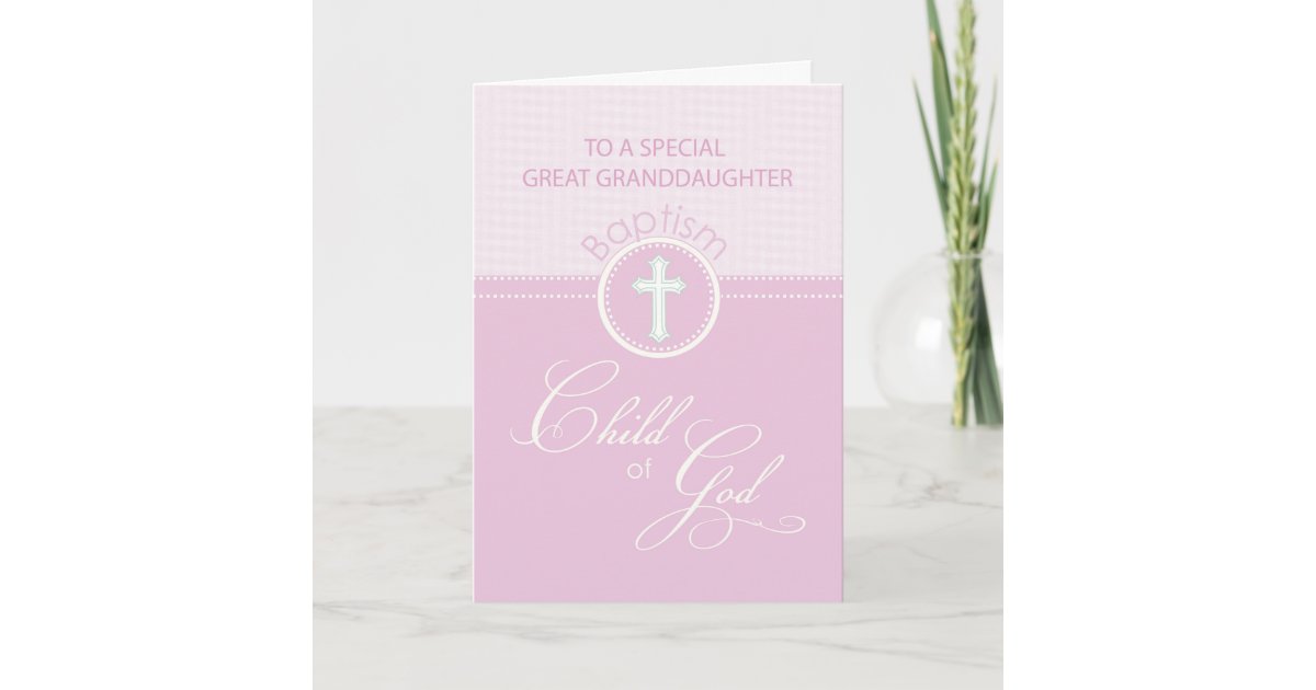 Great Granddaughter Baptism Congratulations Pink Card | Zazzle