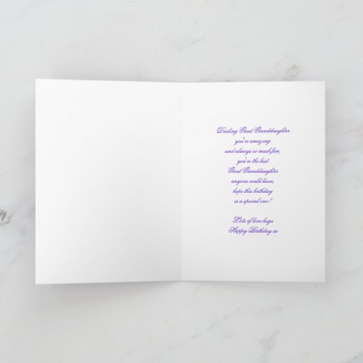 Great Granddaughter Cute Birthday card, purple dra Card | Zazzle