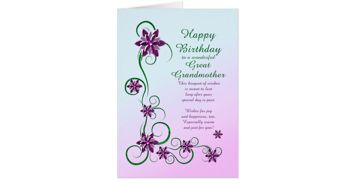 Great Grandmother Birthday Scrolls and Flowers | Zazzle