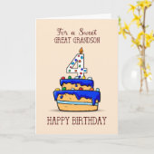 Great Grandson 4th Birthday, 4 on Sweet Blue Cake Card | Zazzle
