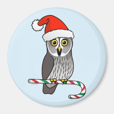 Adorable Great Grey Owl as Santa Claus for Christmas