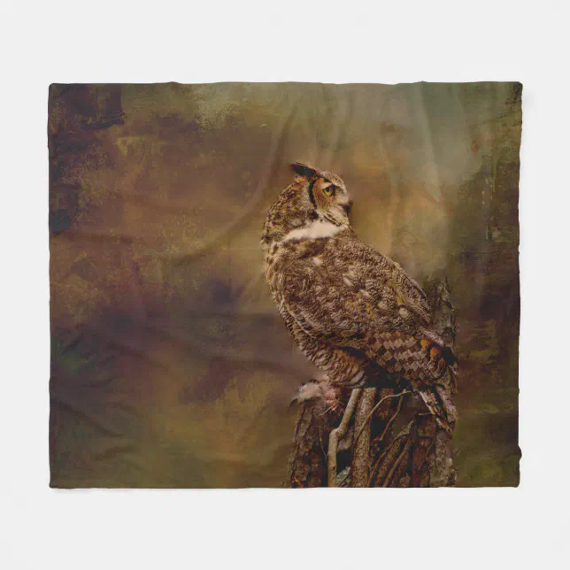 Great Horned Owl Fleece Blanket | Zazzle