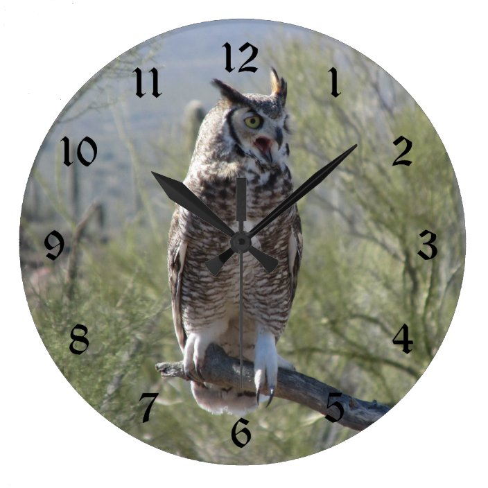 Great Horned Owl Large Clock | Zazzle.com