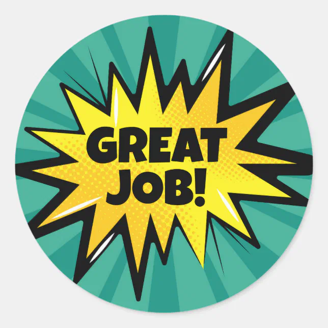Great Job Comic Pop Art Classic Round Sticker | Zazzle