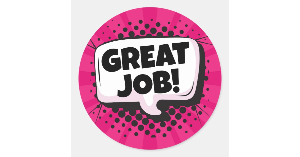 Great Job Comic Pop Art Classic Round Sticker | Zazzle