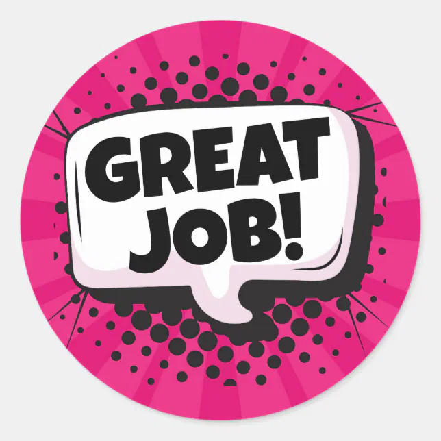 Great Job Comic Pop Art Classic Round Sticker | Zazzle