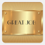 Great Job, Gold Medal, Custom Square Sticker | Zazzle
