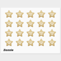 Great Job Gold Star Faux Glitter Star Sticker | Zazzle