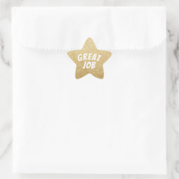 Great Job Gold Star Faux Glitter Star Sticker | Zazzle
