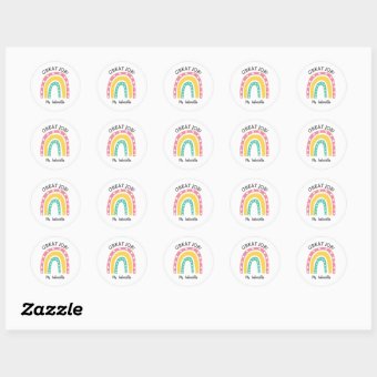 Great Job Rainbow Classic Round Sticker | Zazzle