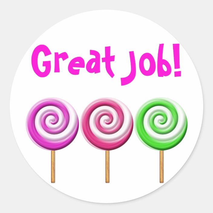 Great Job Swirled Lollipops Stickers | Zazzle.com