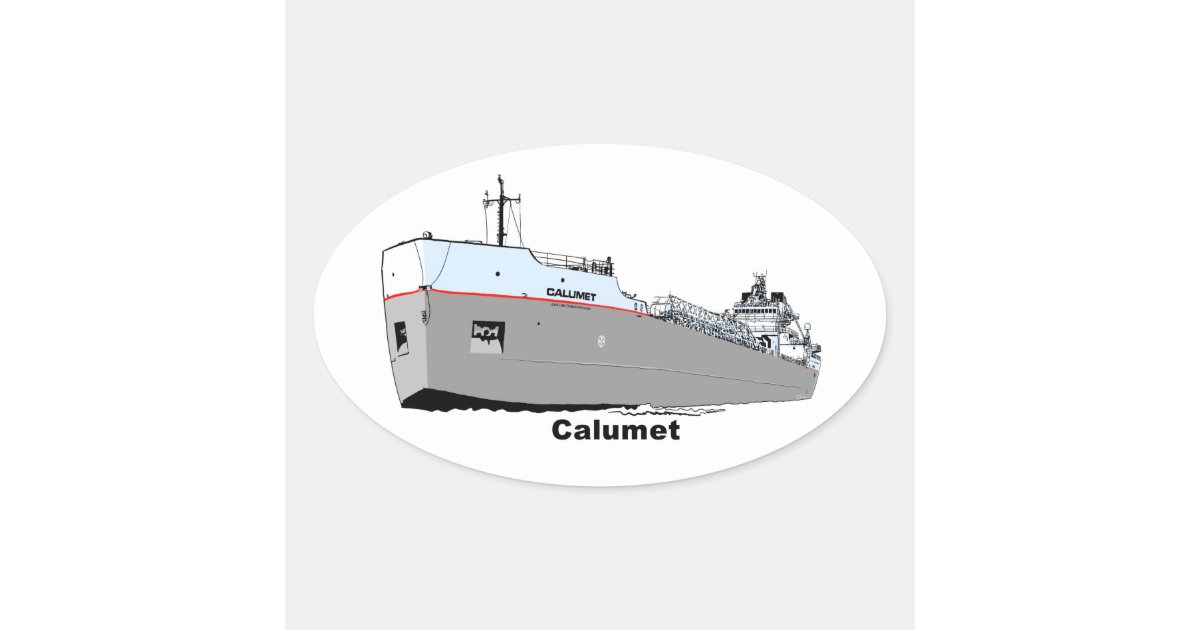 Great Lakes Freighter Calumet ex-Roesch Oval Sticker | Zazzle