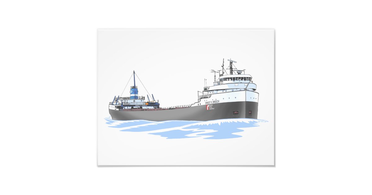 Great Lakes freighter Ernest R. Breech Rouge Steel Photo Print | Zazzle