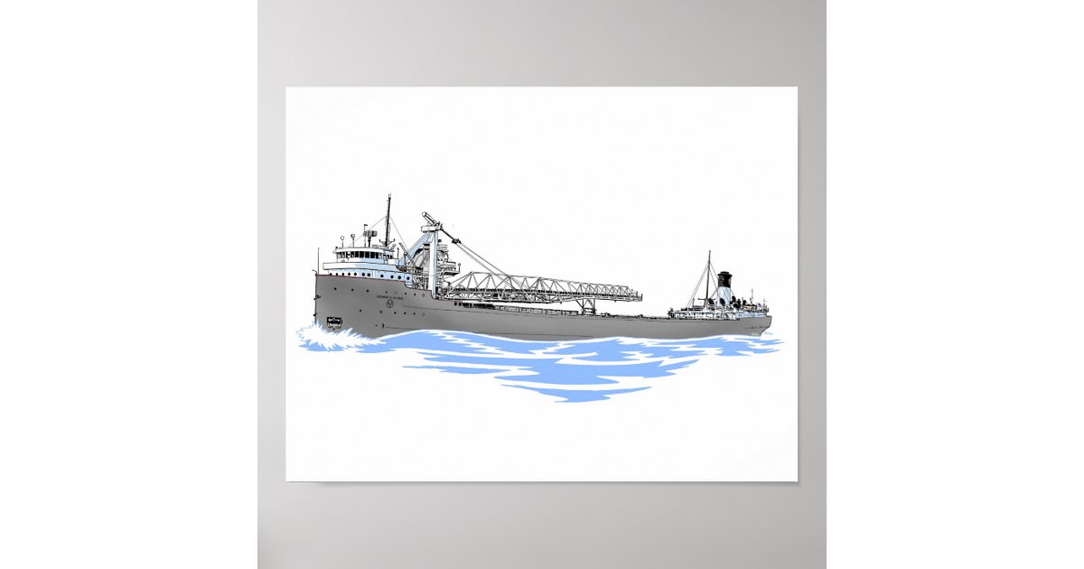 Great Lakes freighter George A. Sloan gray Poster | Zazzle