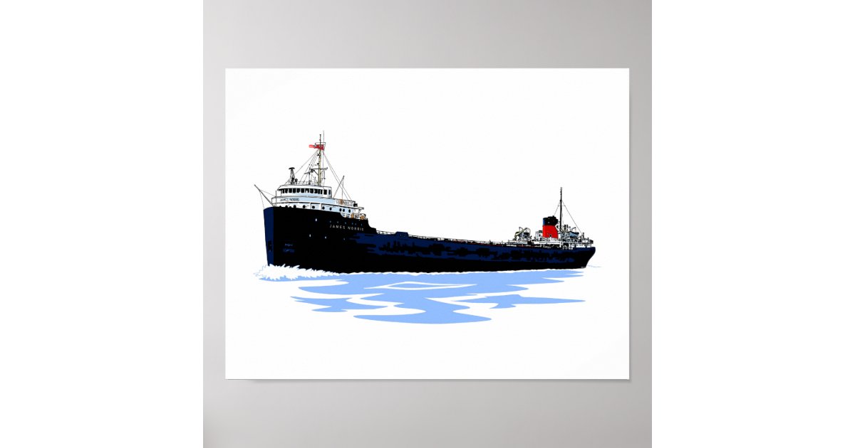 Great Lakes freighter James Norris straightdecker Poster | Zazzle