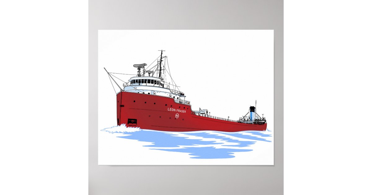 Great Lakes freighter Leon Fraser Poster | Zazzle