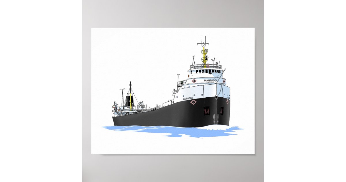 Great Lakes freighter Mantadoc Poster | Zazzle