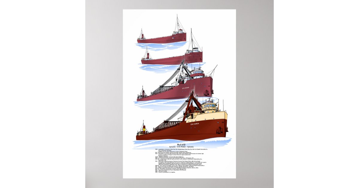 Great Lakes Freighter Sylvania History Poster | Zazzle