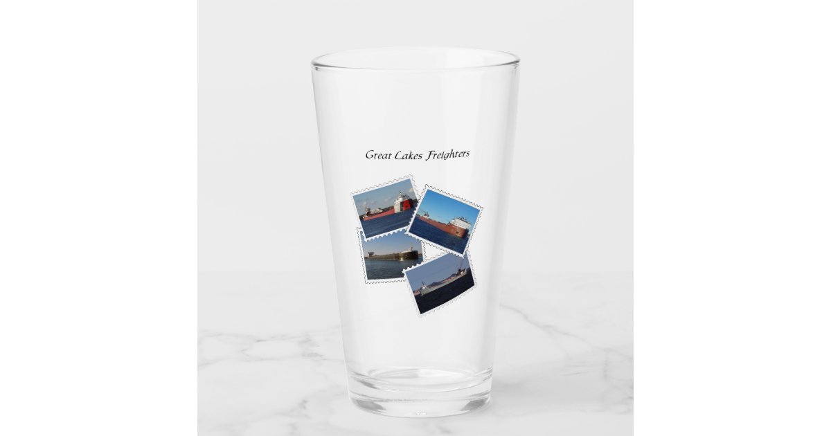 Great Lakes Freighters stamp glass | Zazzle