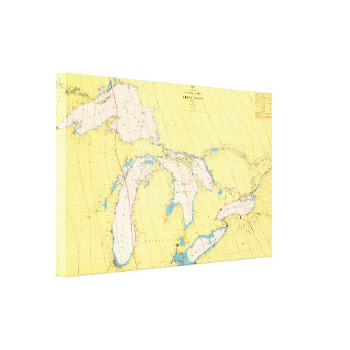 Great Lakes Nautical chart and map Canvas Print | Zazzle