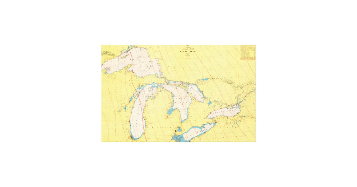 Great Lakes Nautical chart and map Canvas Print | Zazzle