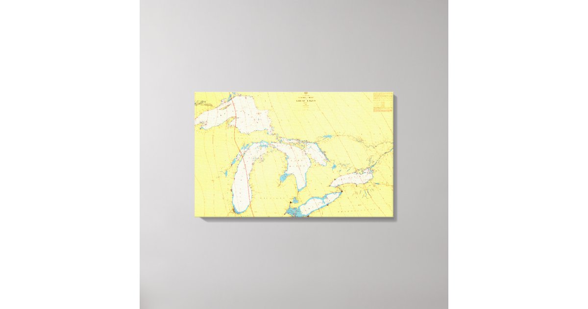Great Lakes Nautical chart and map Canvas Print | Zazzle