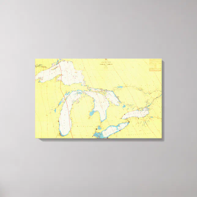 Great Lakes Nautical chart and map Canvas Print | Zazzle