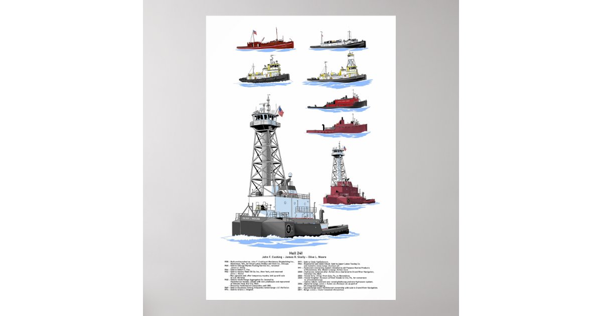 Great Lakes Tug Olive L. Moore history Poster | Zazzle