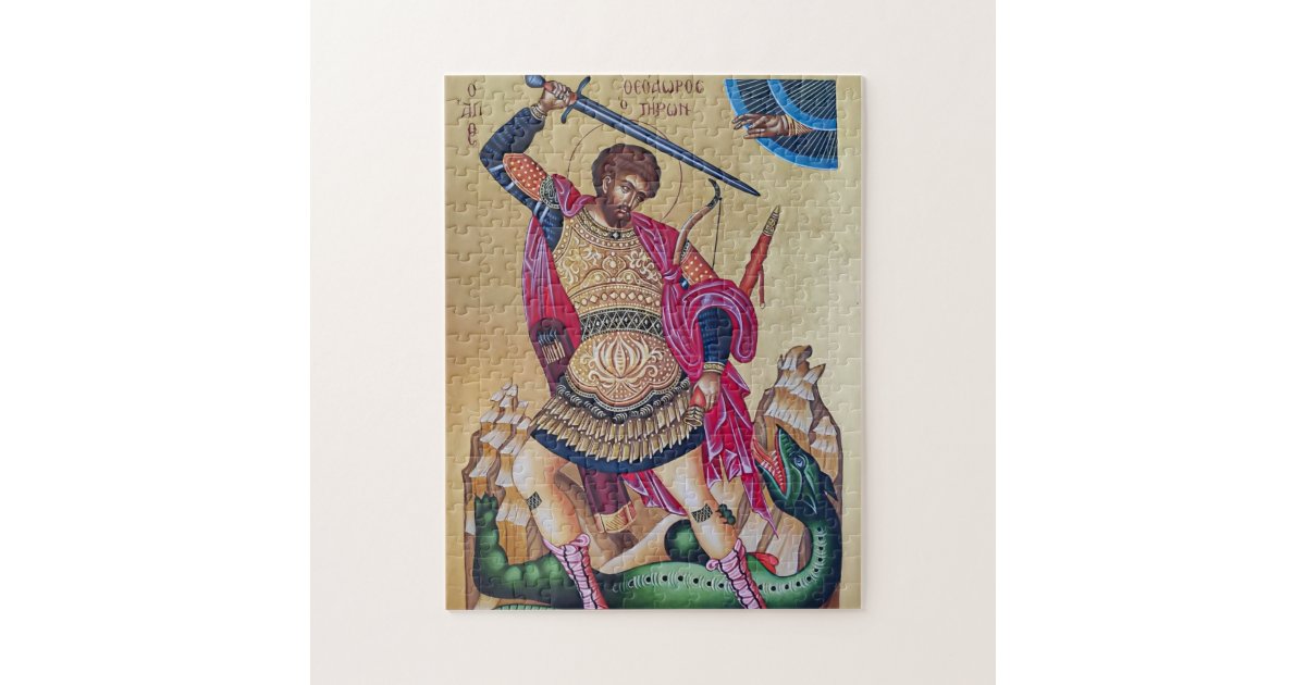Great Martyr Theodore of Tyro Orthodox Icon Jigsaw Puzzle | Zazzle
