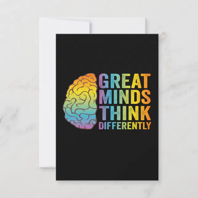 Great Minds Think Differently Adhd Neurodivergent Thank You Card | Zazzle