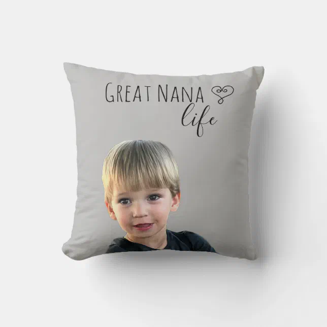 Great Nana Life Photo Template Grandmother Gift Throw Pillow | Zazzle