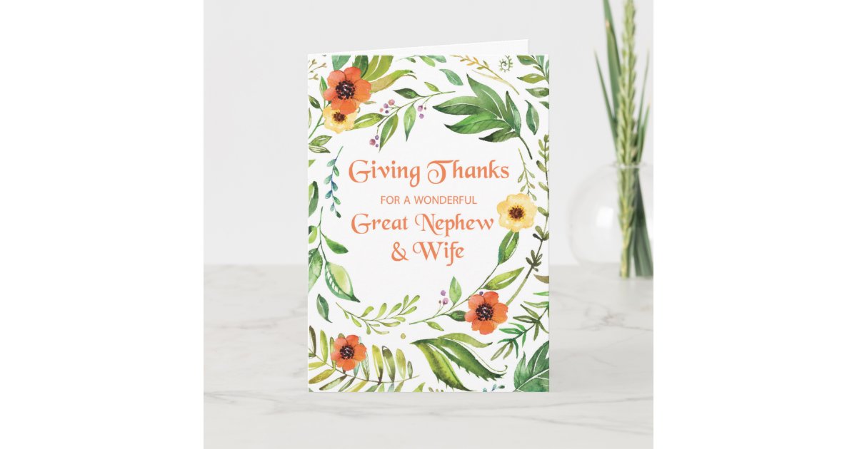 Great Nephew and Wife Give Thanks Thanksgiving Card | Zazzle