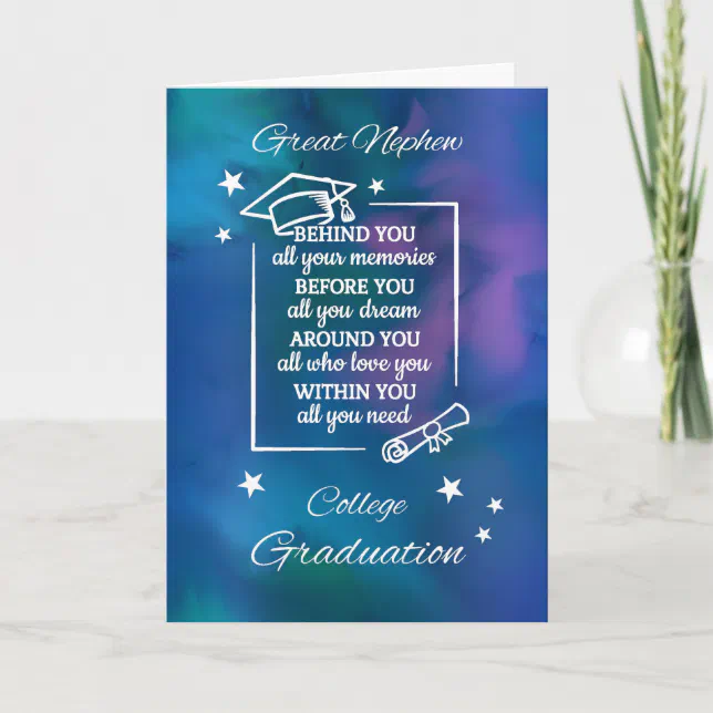 Great Nephew College Graduation Quote Watercolor Card | Zazzle
