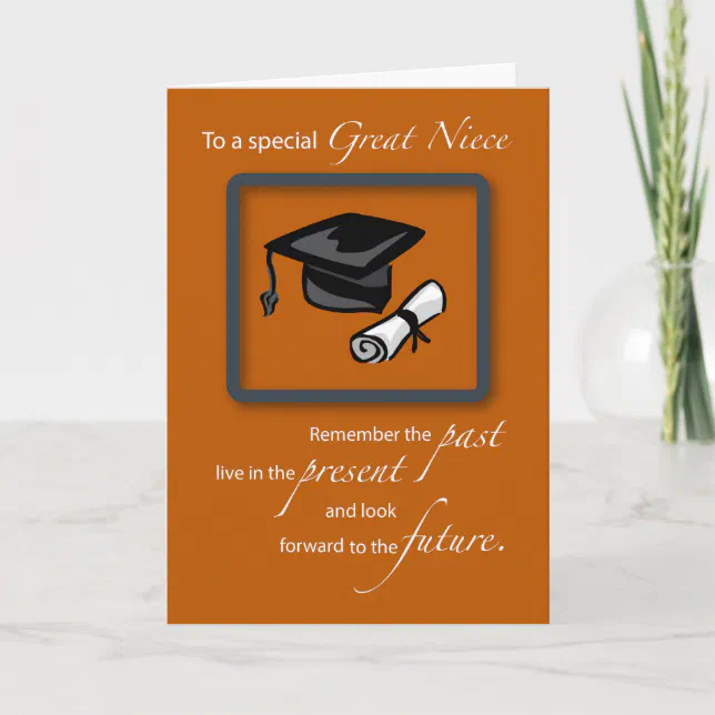 Great Niece Graduation Congratulations Burnt Orang Card | Zazzle
