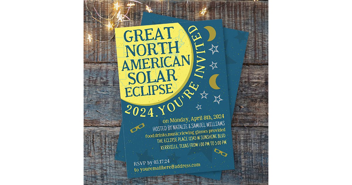 Great North American Solar Eclipse 2024 Viewing Invitation | Zazzle