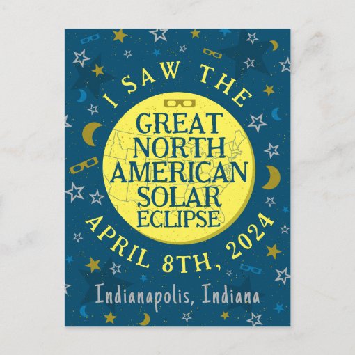 Great North American Solar Eclipse Apr 2024 Custom Postcard | Zazzle