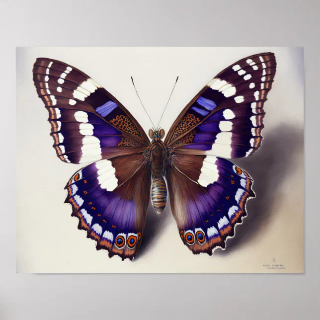 Great Purple Emperor Butterfly Art Print Poster | Zazzle