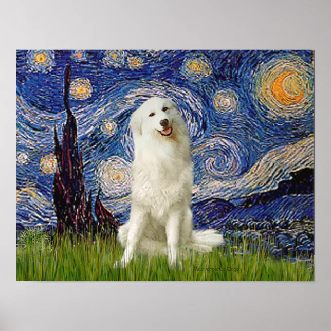 Great Pyrenees 3 - Starry Night Poster | Zazzle