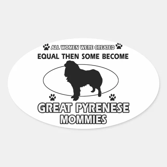 Great Pyrenees Dog Designs Oval Sticker | Zazzle
