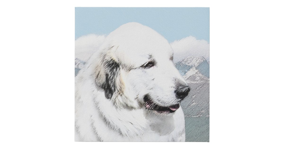Great Pyrenees Painting - Original Dog Art Faux Canvas Print | Zazzle