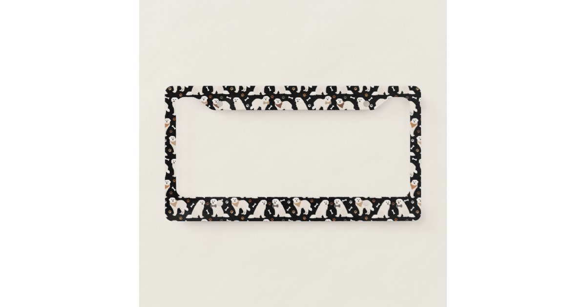 Great Pyrenees Paws and Bones License Plate Frame | Zazzle