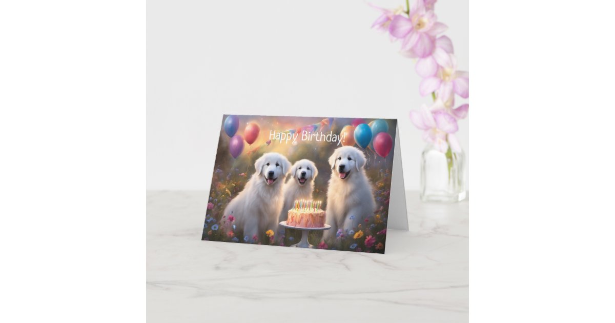 Great Pyrenees Puppies Happy Birthday Card | Zazzle