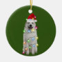 Great Pyrenees With Christmas Scafts Santa Ceramic Ornament | Zazzle